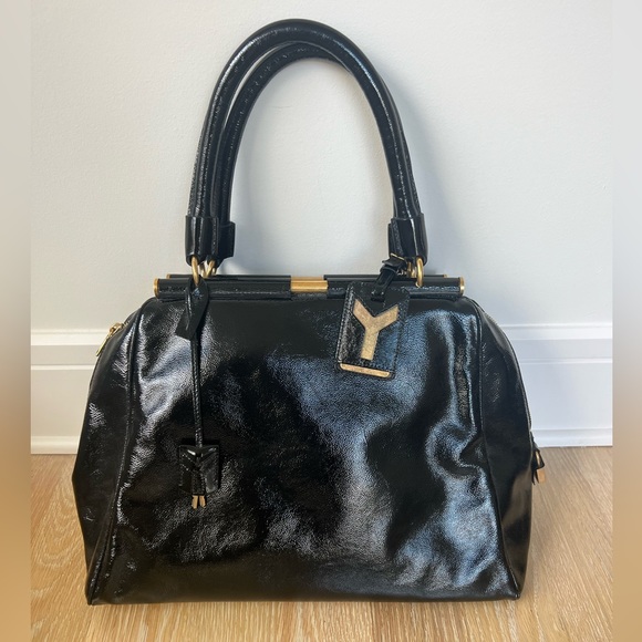 Yves Saint Laurent | Bags | Yves Saint Laurent Black Patent Leather ...